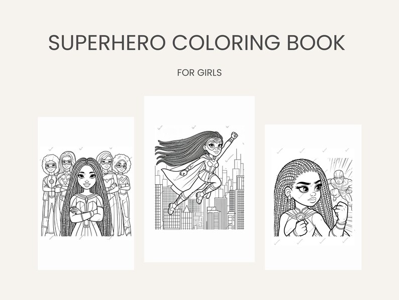Superhero Girl Coloring Page Printable | Kids Coloring Sheet | Digital ...