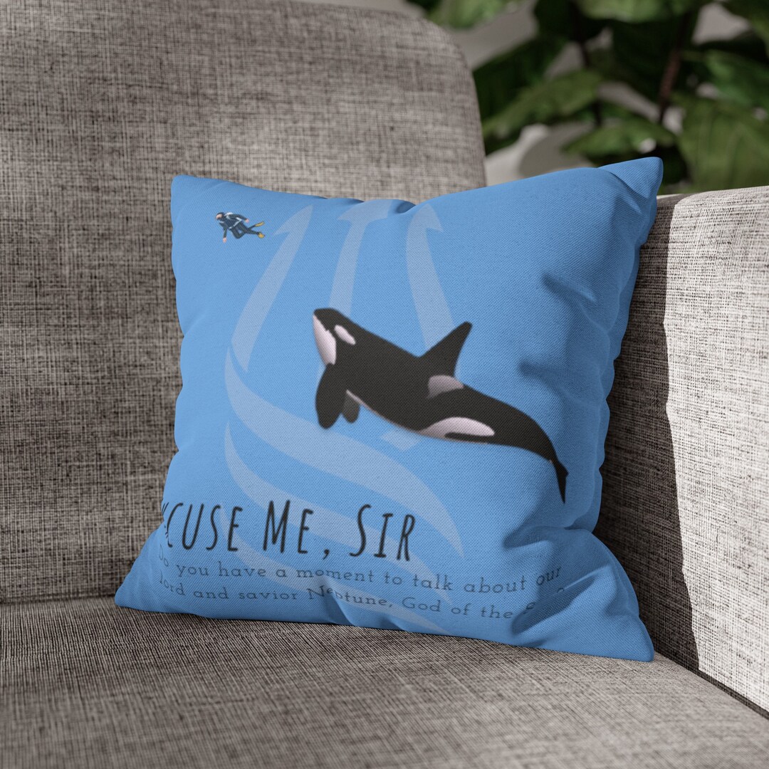 Orca Neptune God of the Seas Orca Attack 14 Square Spun Polyester ...