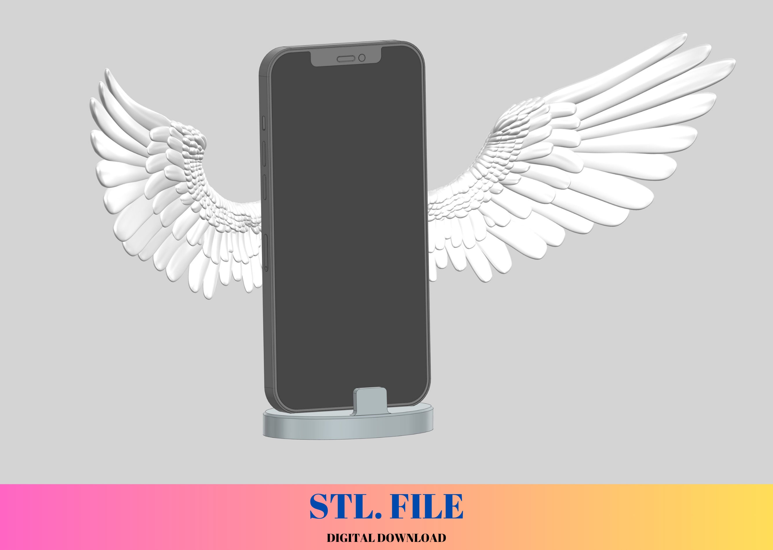 Angel Wings Phone Stand for Desk 3D Print STL File | Phone Stand | Desk ...
