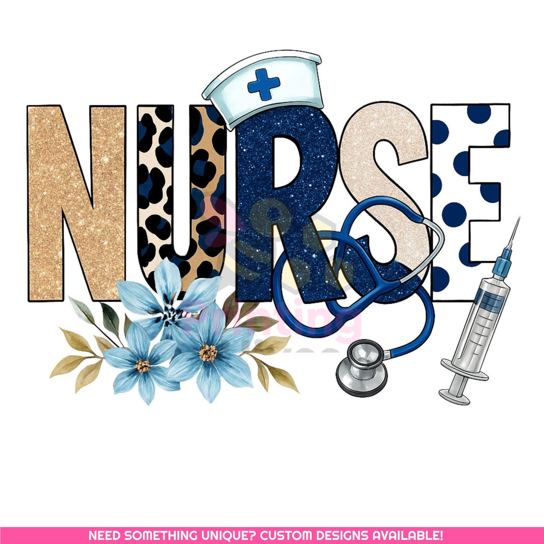 Blue Nurse Sublimation PNG, Nurse Life Glitter Design, Medical ...