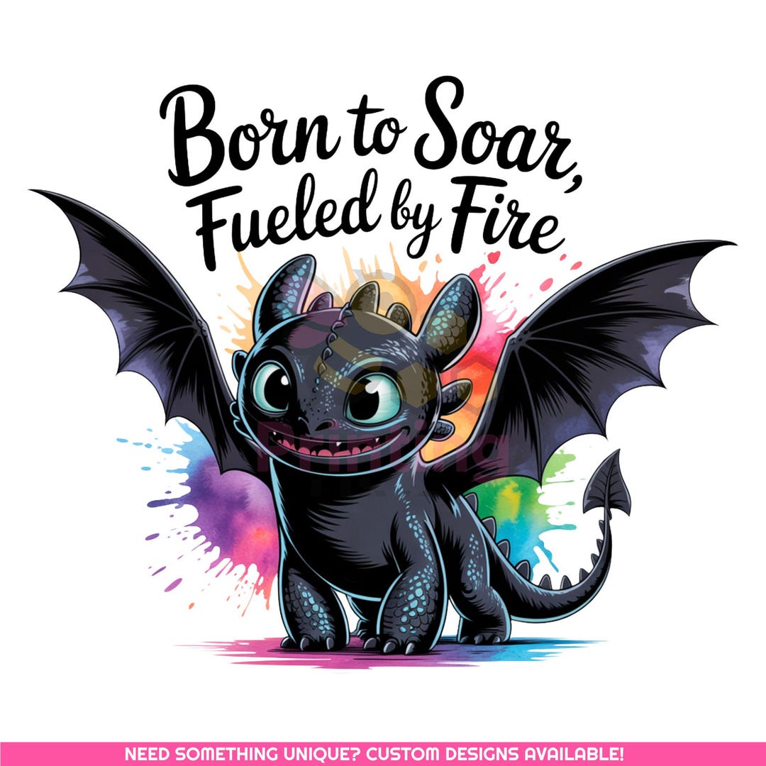 Born to Soar Fueled by Fire PNG | Cute Black Dragon Sublimation Design ...