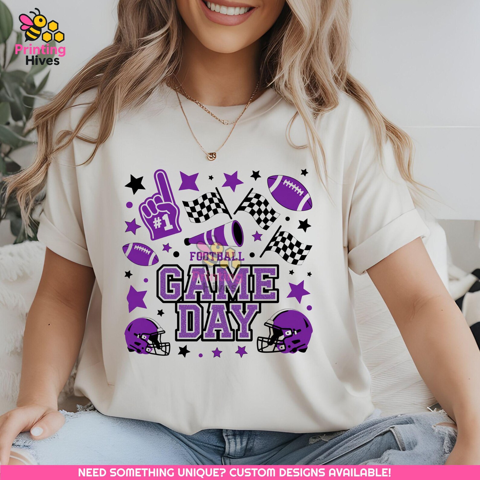 Purple Football Game Day PNG: Touchdown Season Shirt Design (digital ...