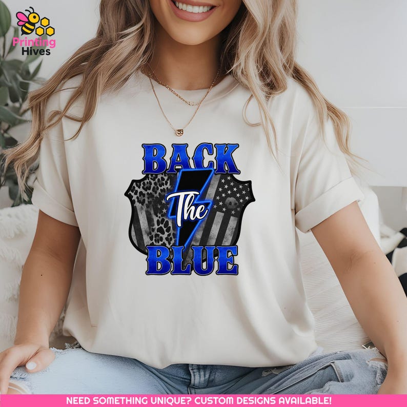 Back the Blue T-shirt PNG | Thin Blue Line Badge Design | American Flag ...