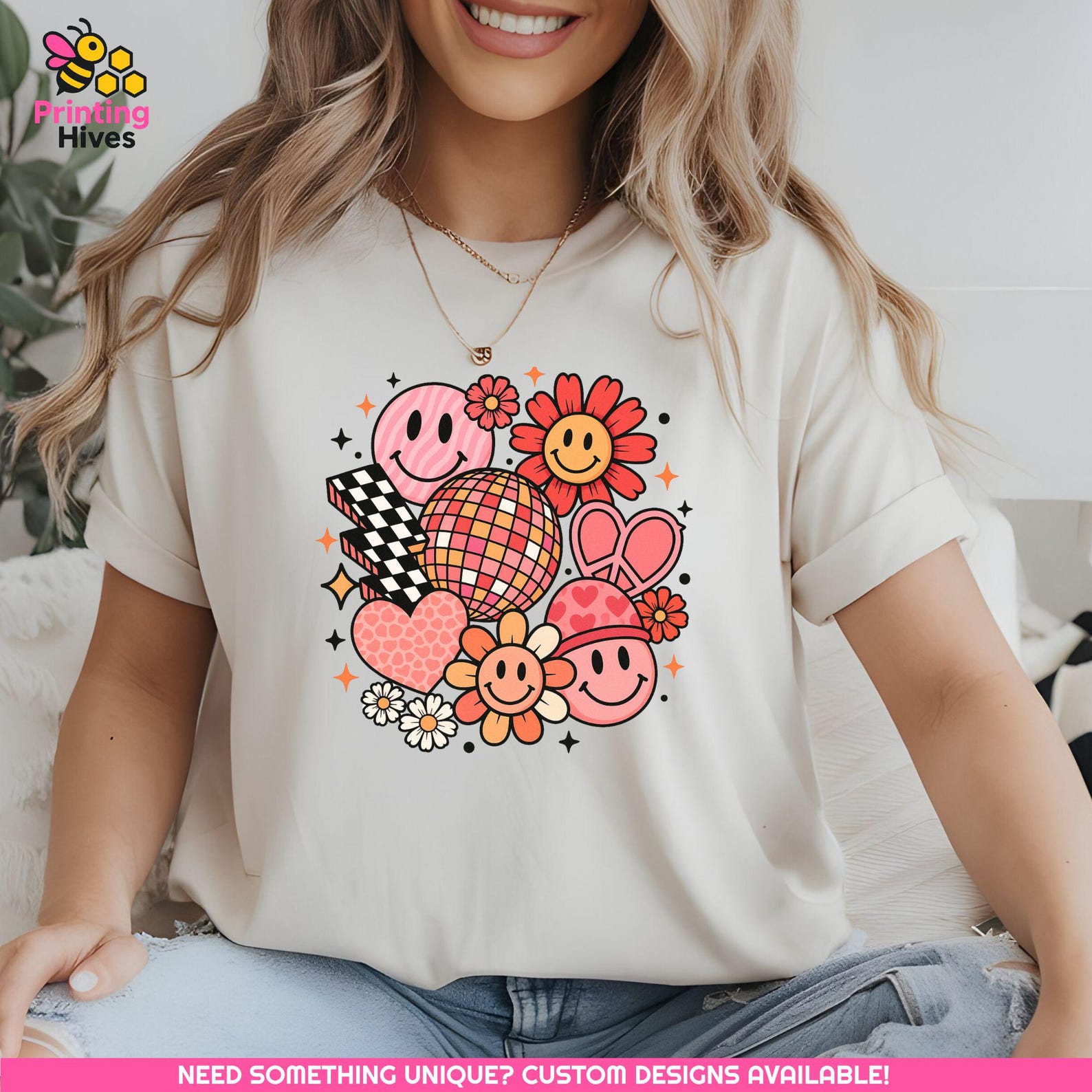 Retro Smiley Face PNG Clipart | Groovy Peace Disco Ball Digital Design ...