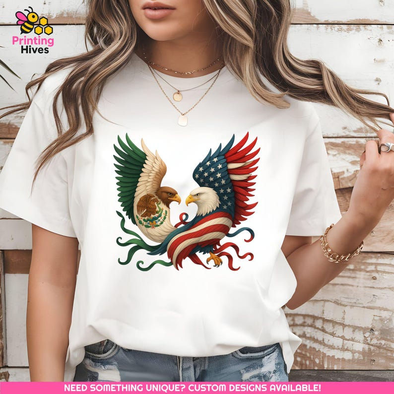 Mexico USA Eagle Flag PNG: Friendship Sublimation Design (digital ...