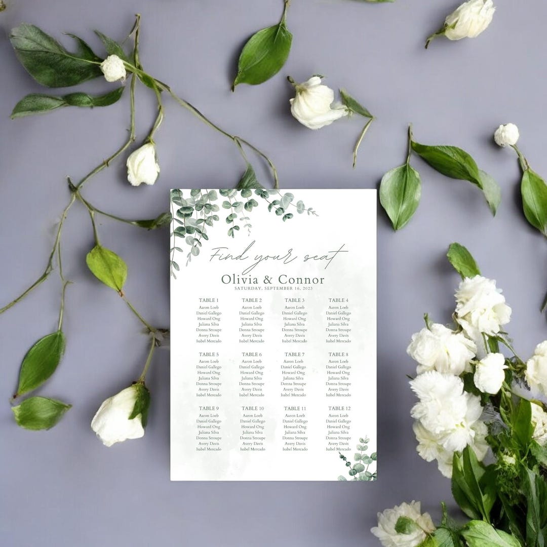 Wedding Table Plan Wedding Sign Canva Template Seating Arrangement ...