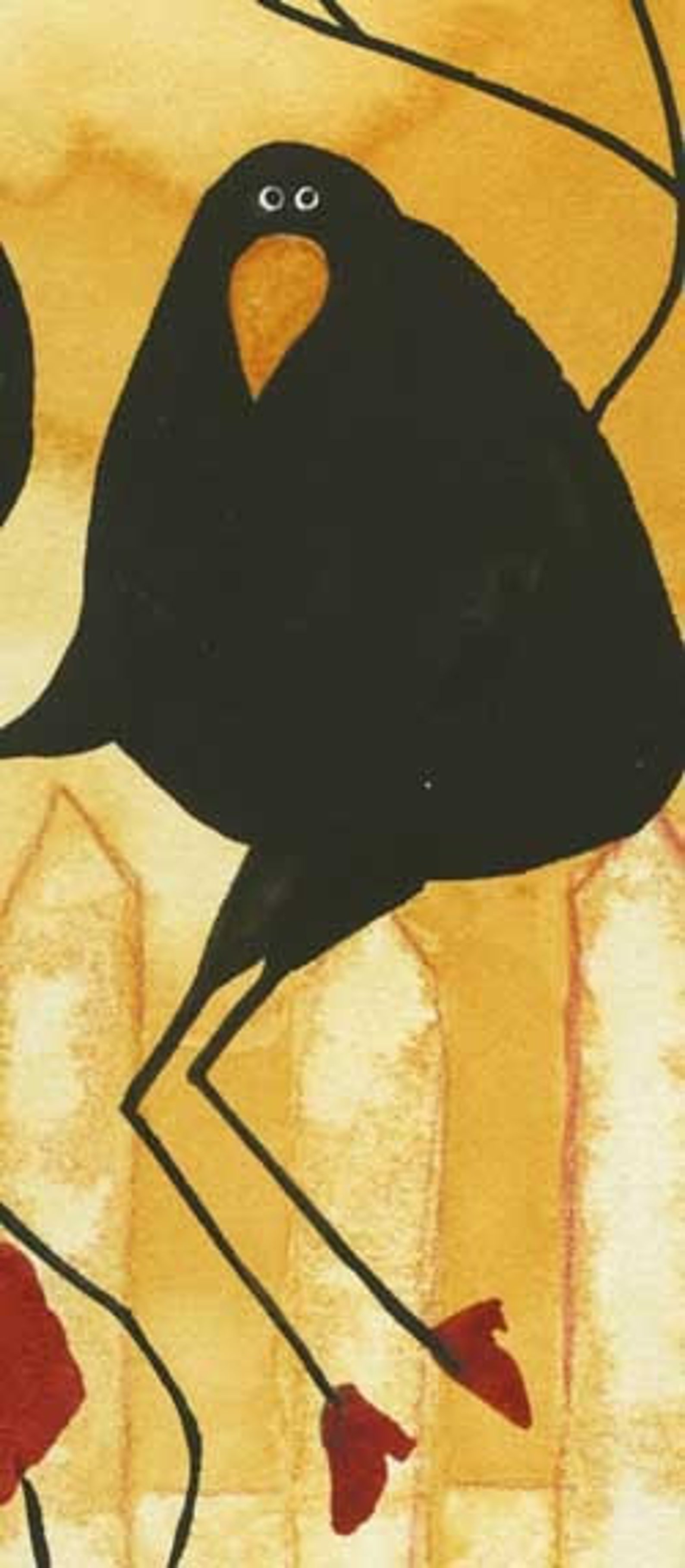 Farmhouse Poppy Flowers Crow Blackbird Raven Debi Hubbs Folk Art ...