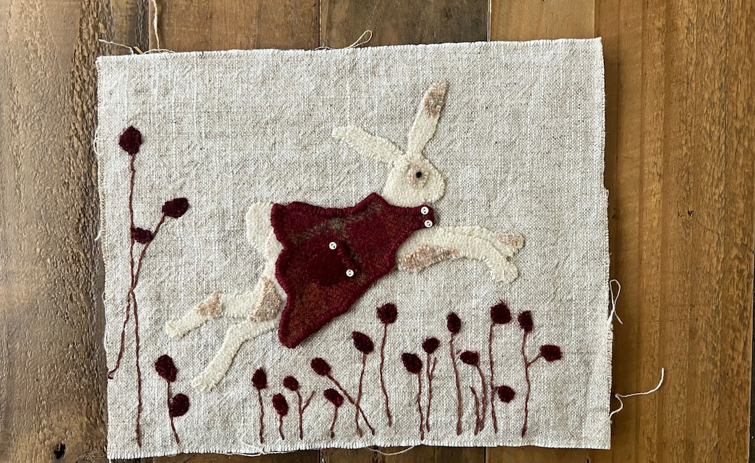 Bunny Rabbit Wool Applique' Pattern Digital Download Debi Hubbs Quilt ...