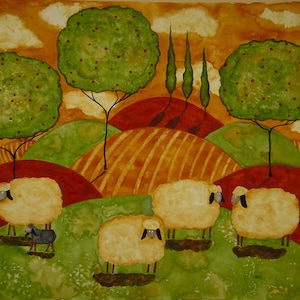 Farmhouse Debi Hubbs Folk Art Print Laundry Room Farm Animals Sheep ...