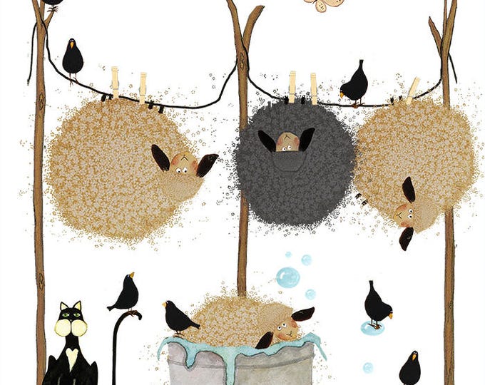 Farmhouse Debi Hubbs Folk Art Print Laundry Room Farm Animals - Etsy