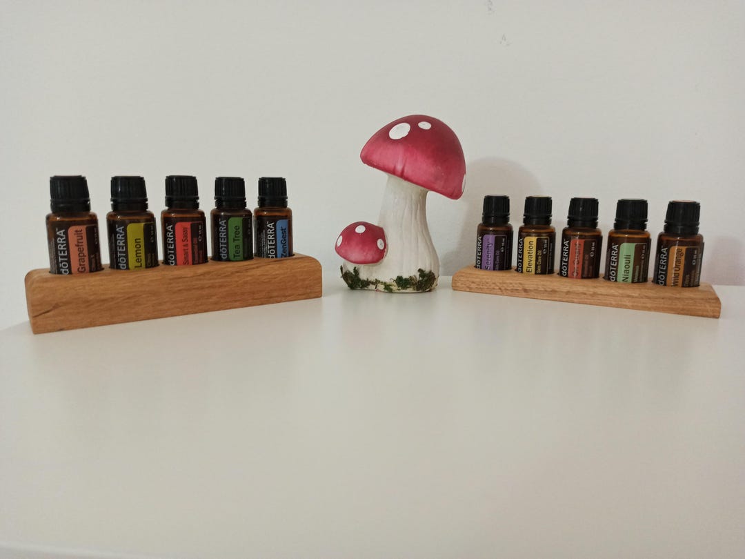 Essential Oil Storage Stand for Doterra Oils 15ml 5 Holes Oak Display ...