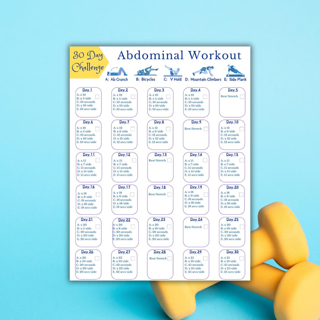 30 Day Challenge Flat Abs Fitness Guide, Digital Fitness Challenge ...