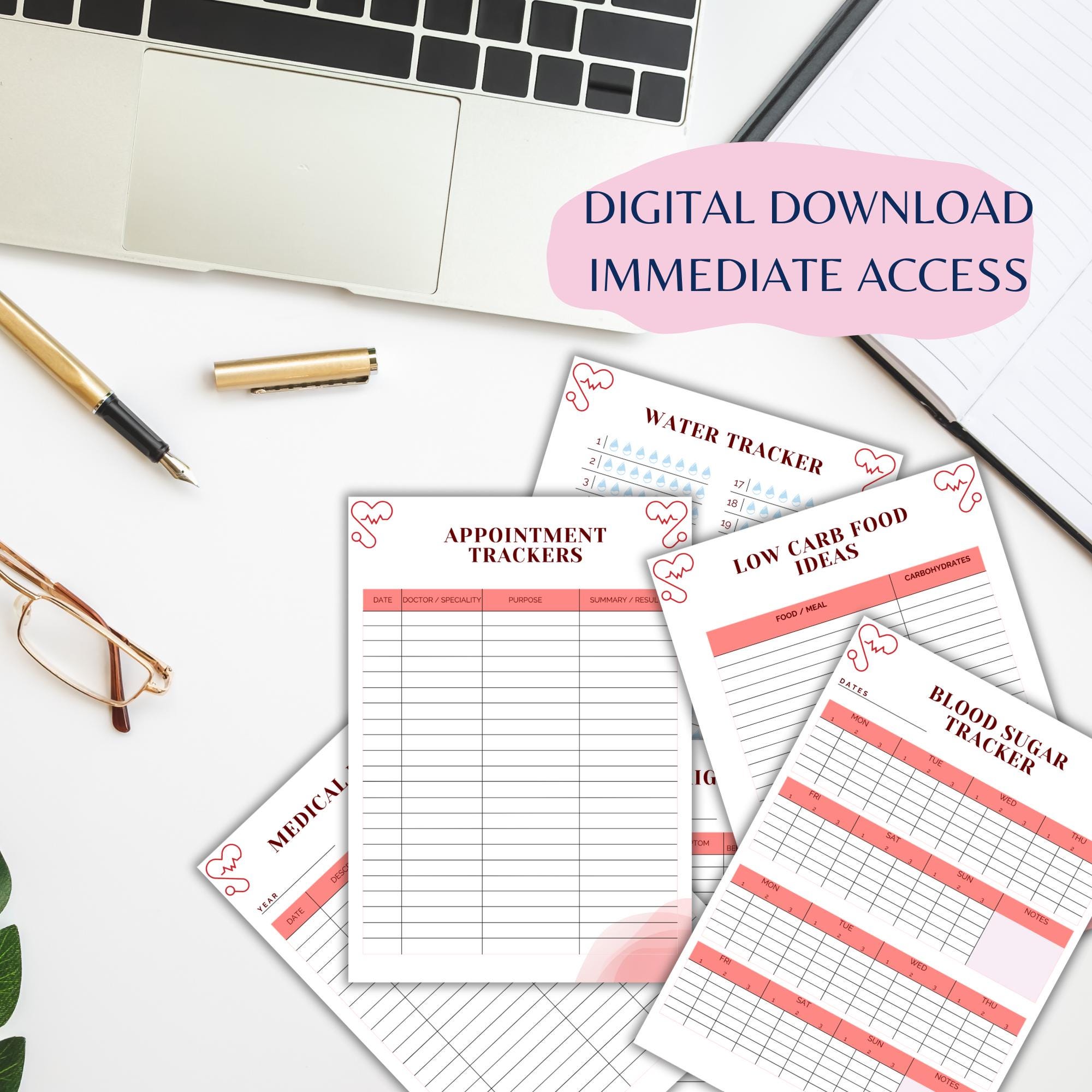 Medical Planner Printable, Diabetes Tracker Log, Medication Tracker ...