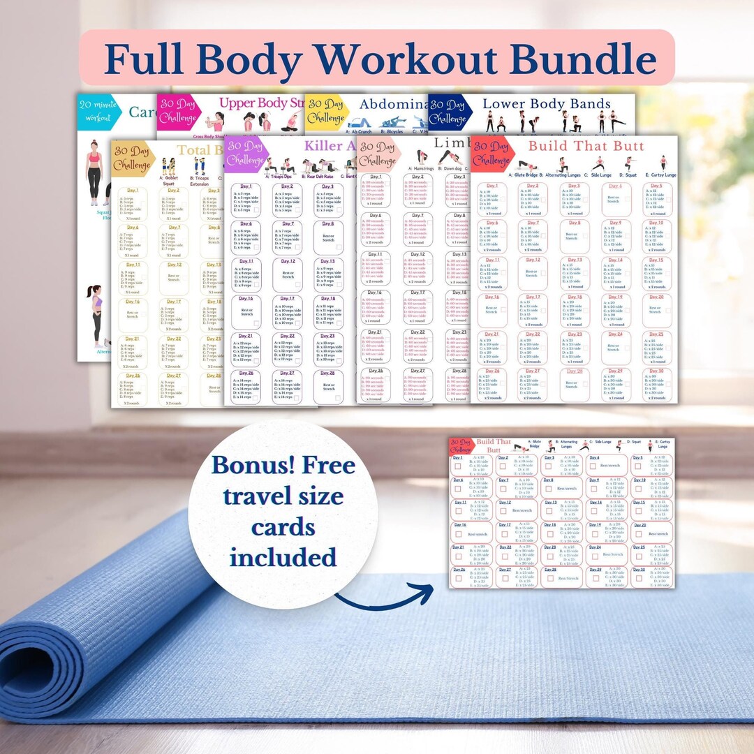 Full Body Exercise Workout Bundle, 30 Day Challenge Fitness Guide ...