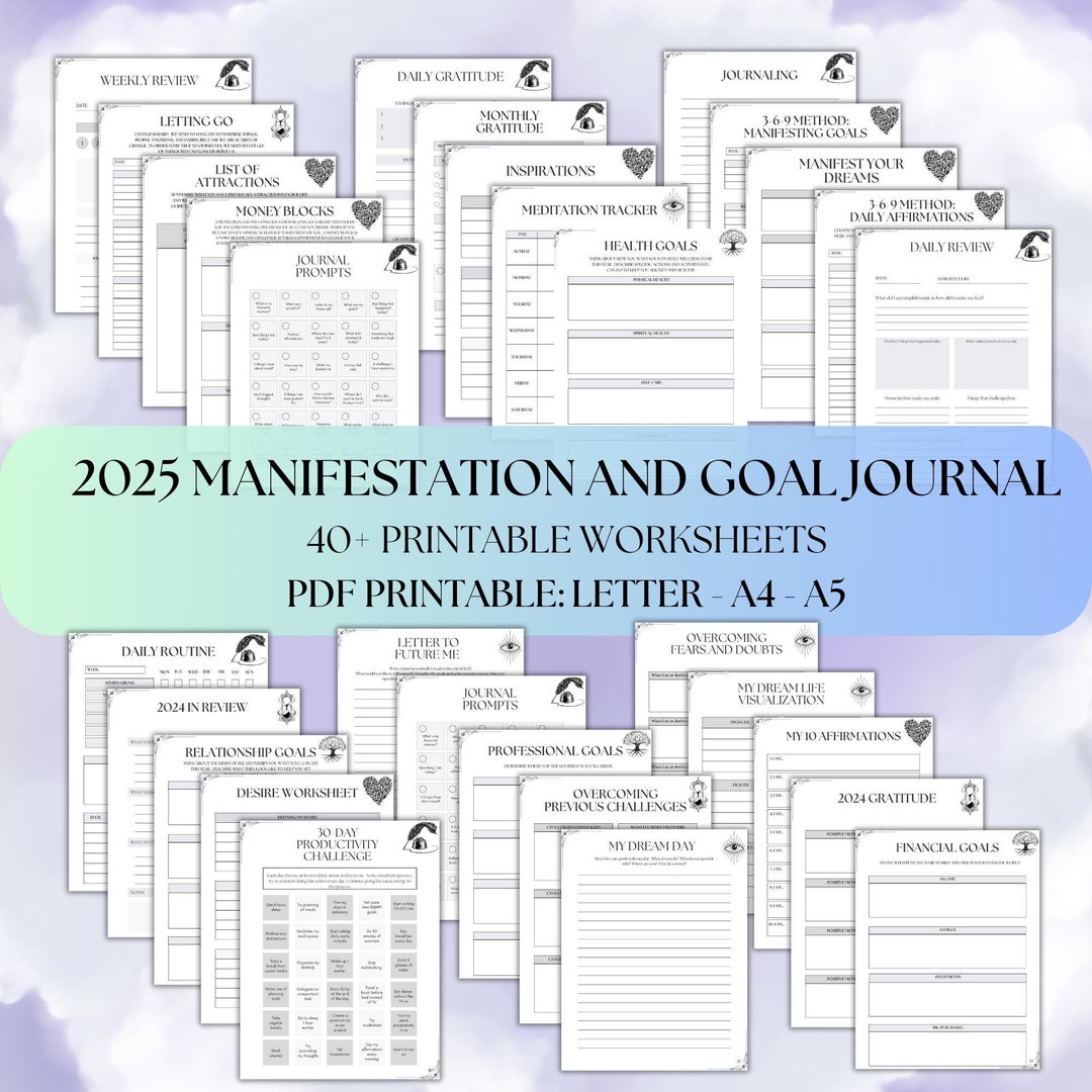 2025 Manifestation Journal Printable Goal Planner, Adhdplanner Workbook ...