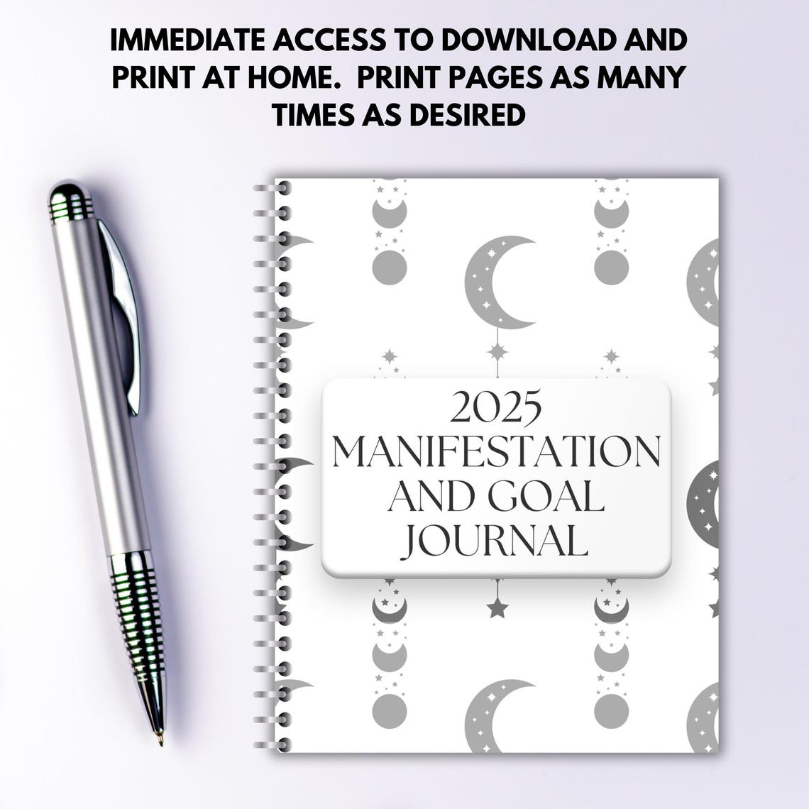 2025 Manifestation Journal Printable Goal Planner Moon and Stars ...