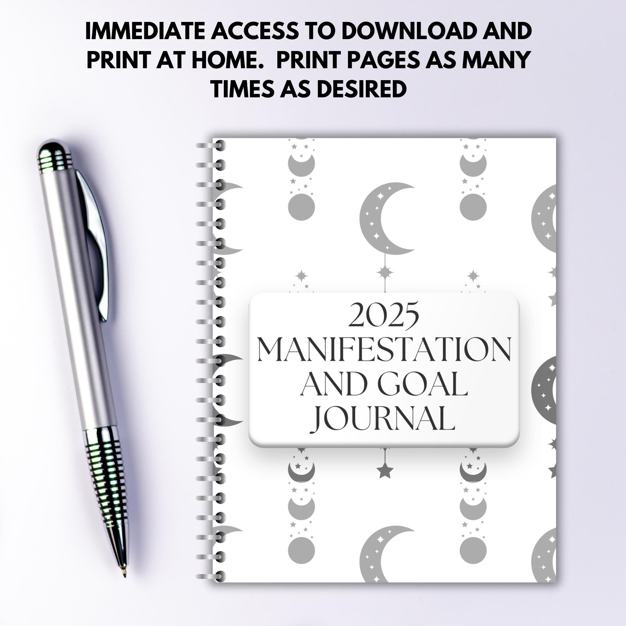2025 Manifestation Journal Printable Goal Planner Moon and Stars ...