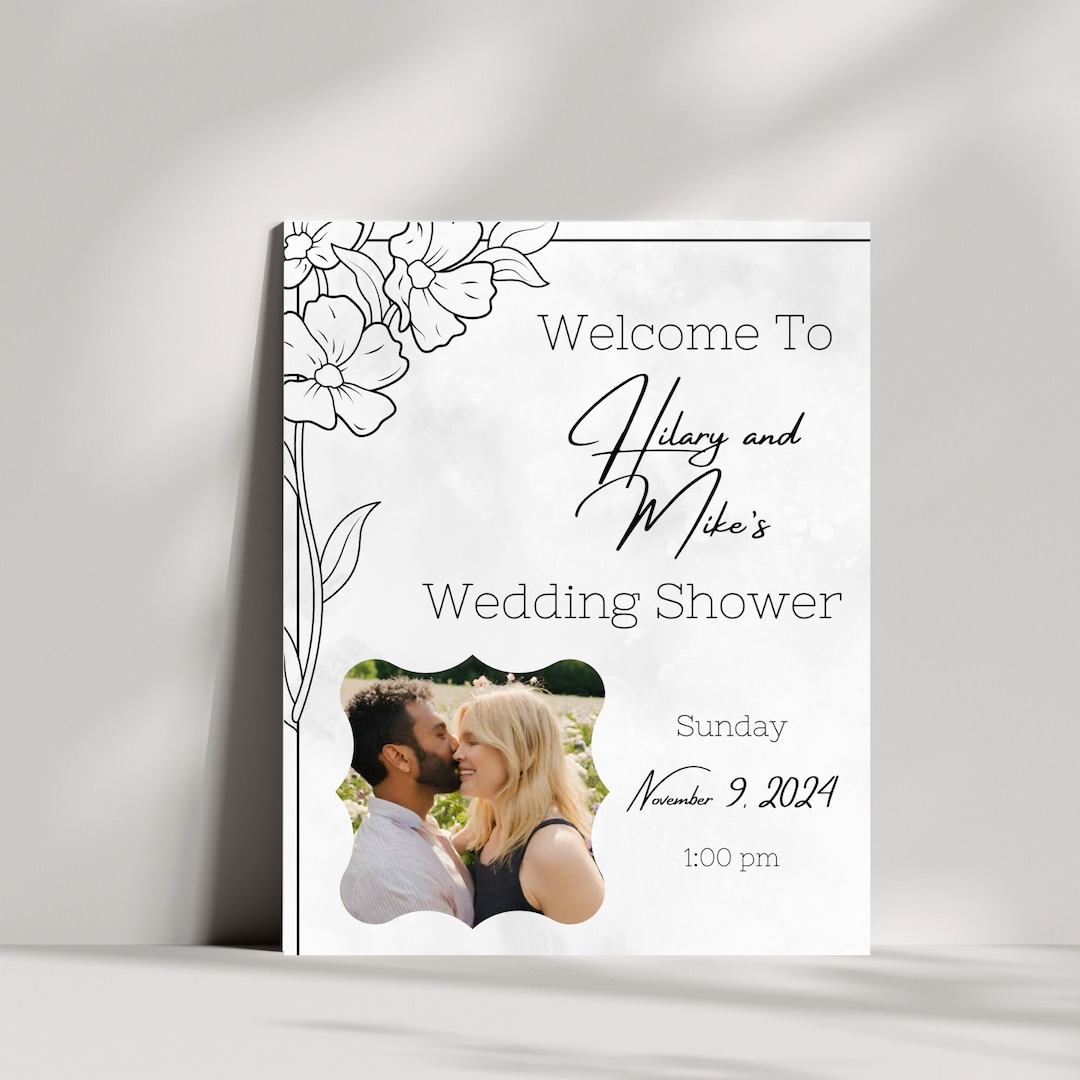 Black and White Welcome Sign for Bridal Shower Minimalist Theme ...