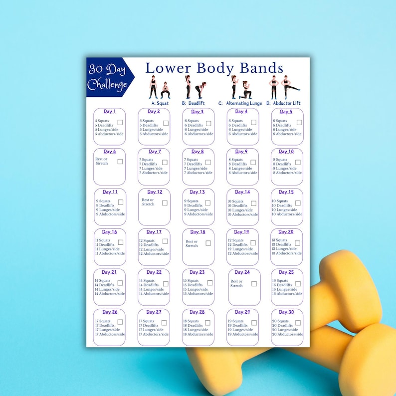 30 Day Challenge Lower Body Band Workout, Leg and Butt Fitness ...