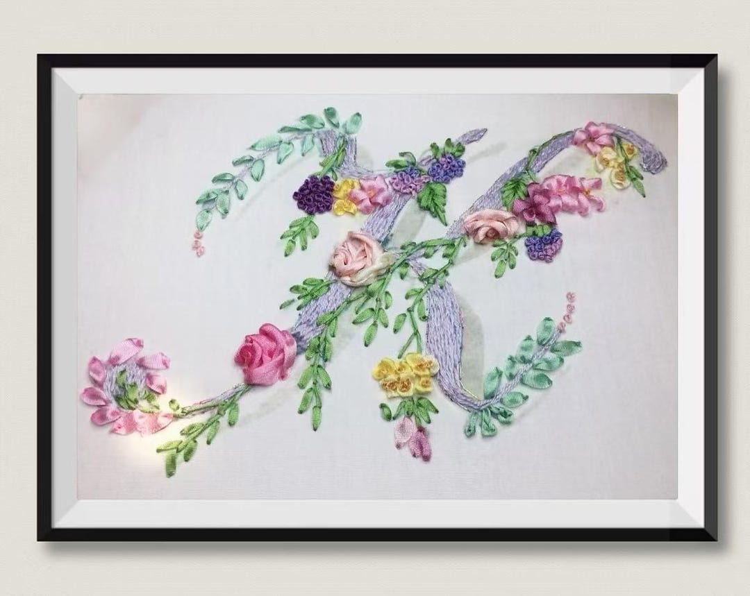 Letter K Ribbon Embroidery Kit for Beginners, Includes Step-by-step ...