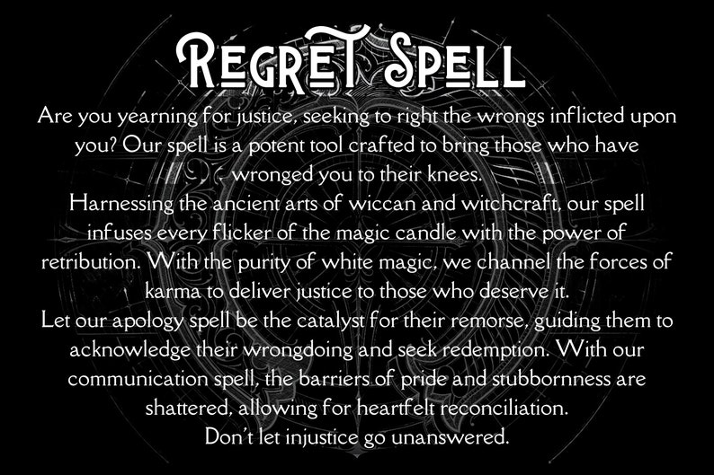 Regret Spell, Make Them Regret, Make the Feel Guilty and Regret Strong ...