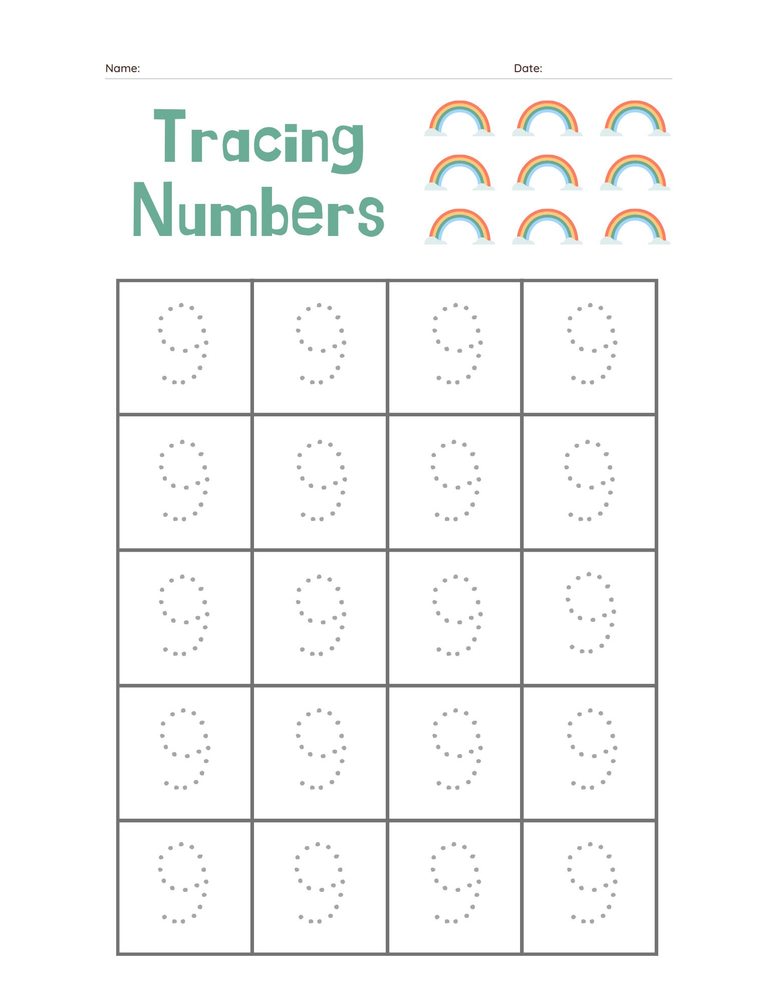 Tracing Numbers 1-10 Poster , Preschool Number Tracing Worksheets , Pre ...