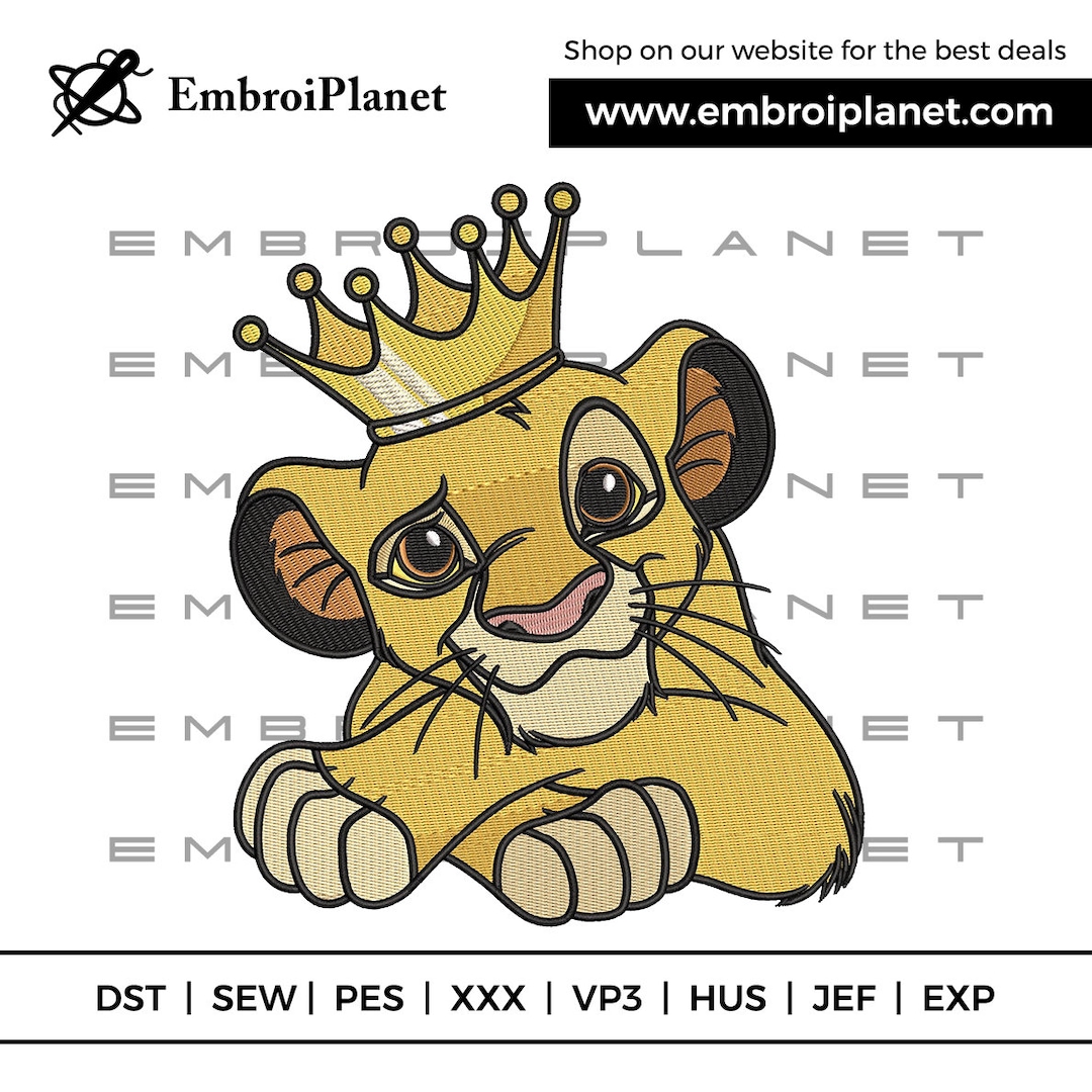 Lion Cub Cartoon Inspired Embroidery Design File PES DST Files Instant ...
