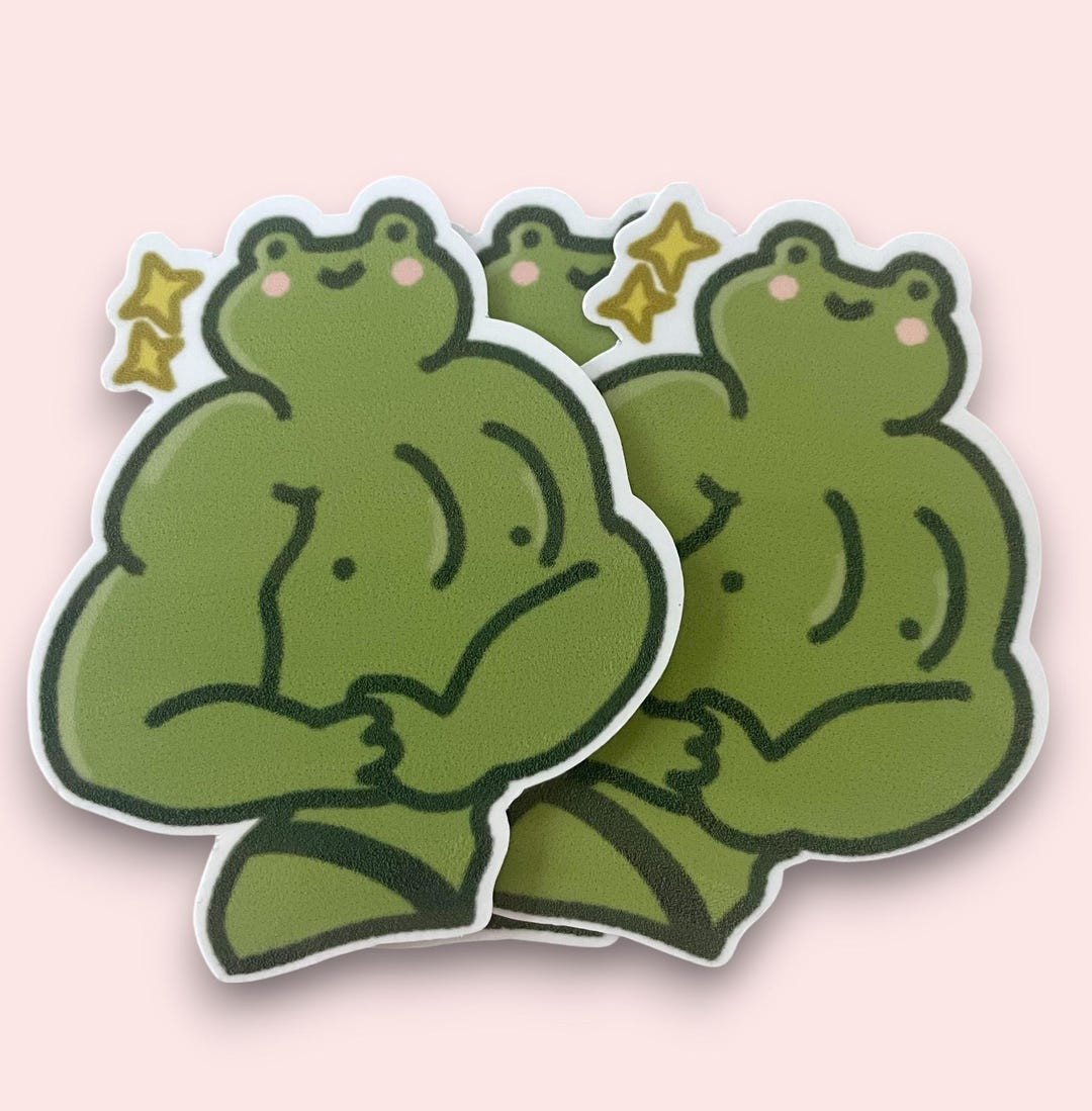 Buff Frog Sticker, Funny Frog Sticker, Funny Sticker, Gift Sicker ...