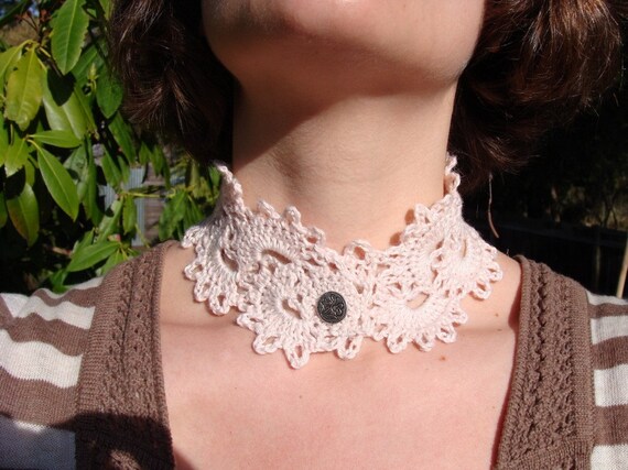 Organic Lace Collar. Pearly Pink. | Etsy