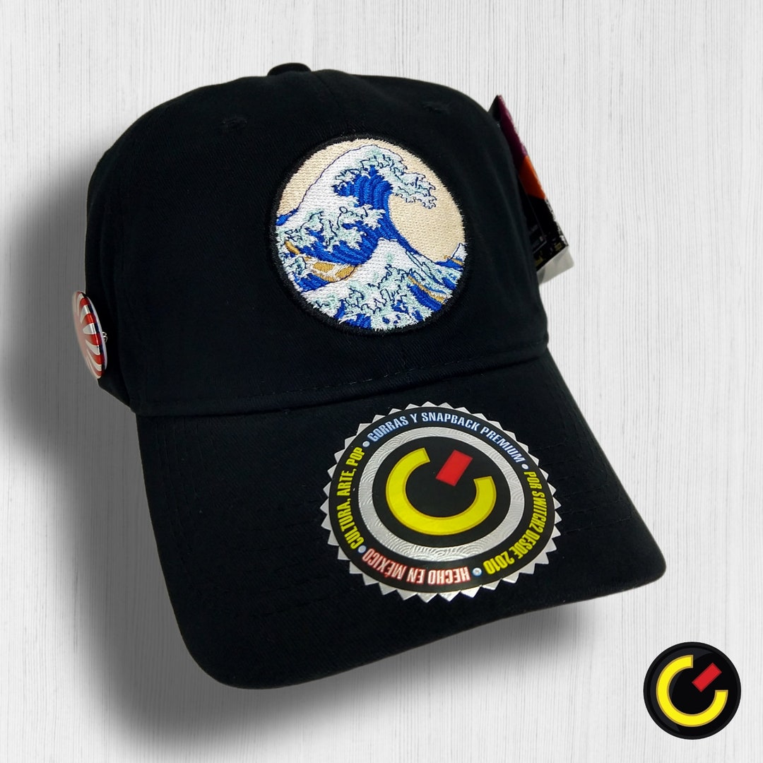Great Wave of Kanagawa Hokusai Embroidered Curved Dad Hat Black Cap - Etsy