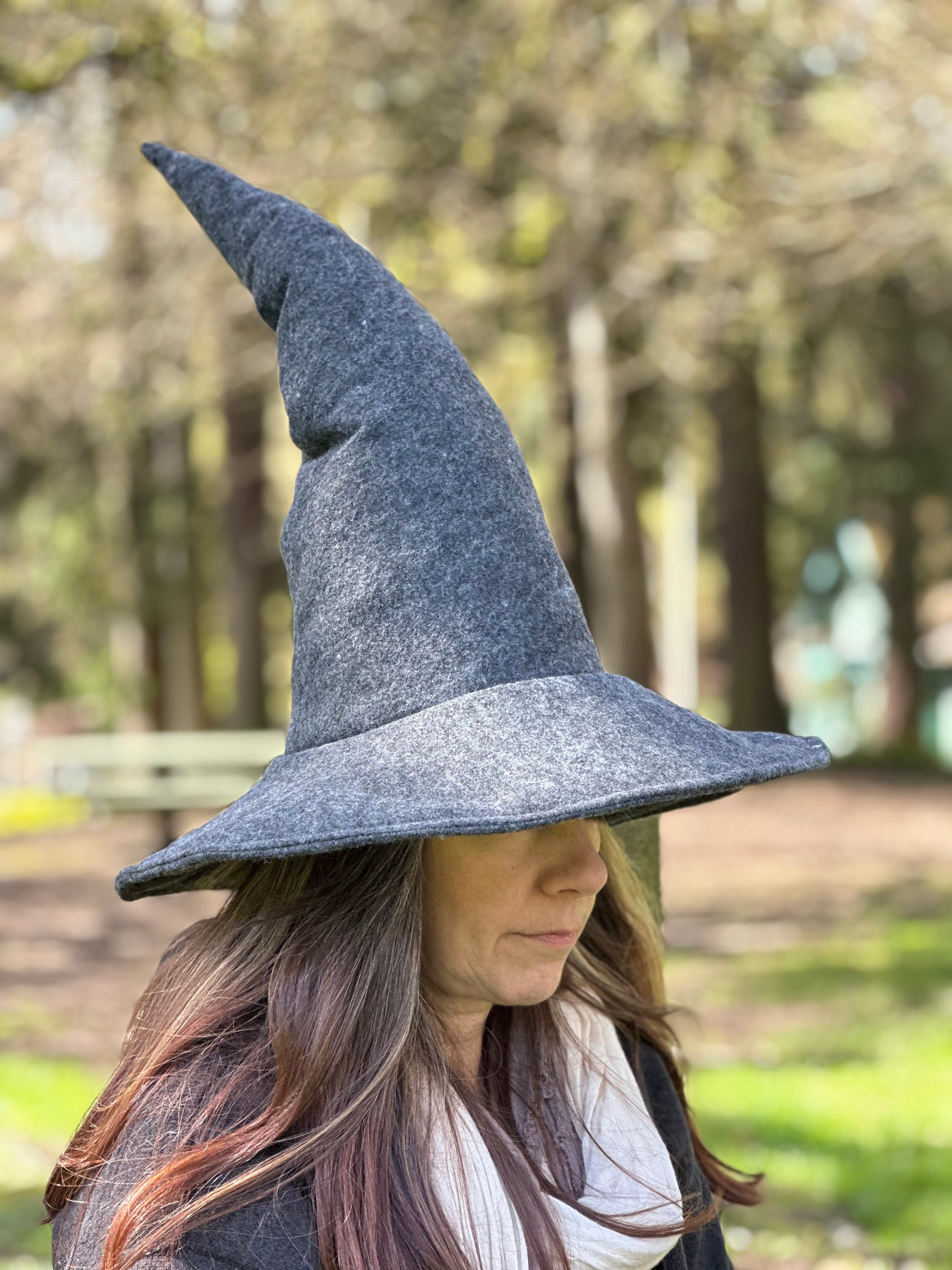 Grey Wizard or Witch Hat, Cosplay, Crooked Mage Hat - Etsy