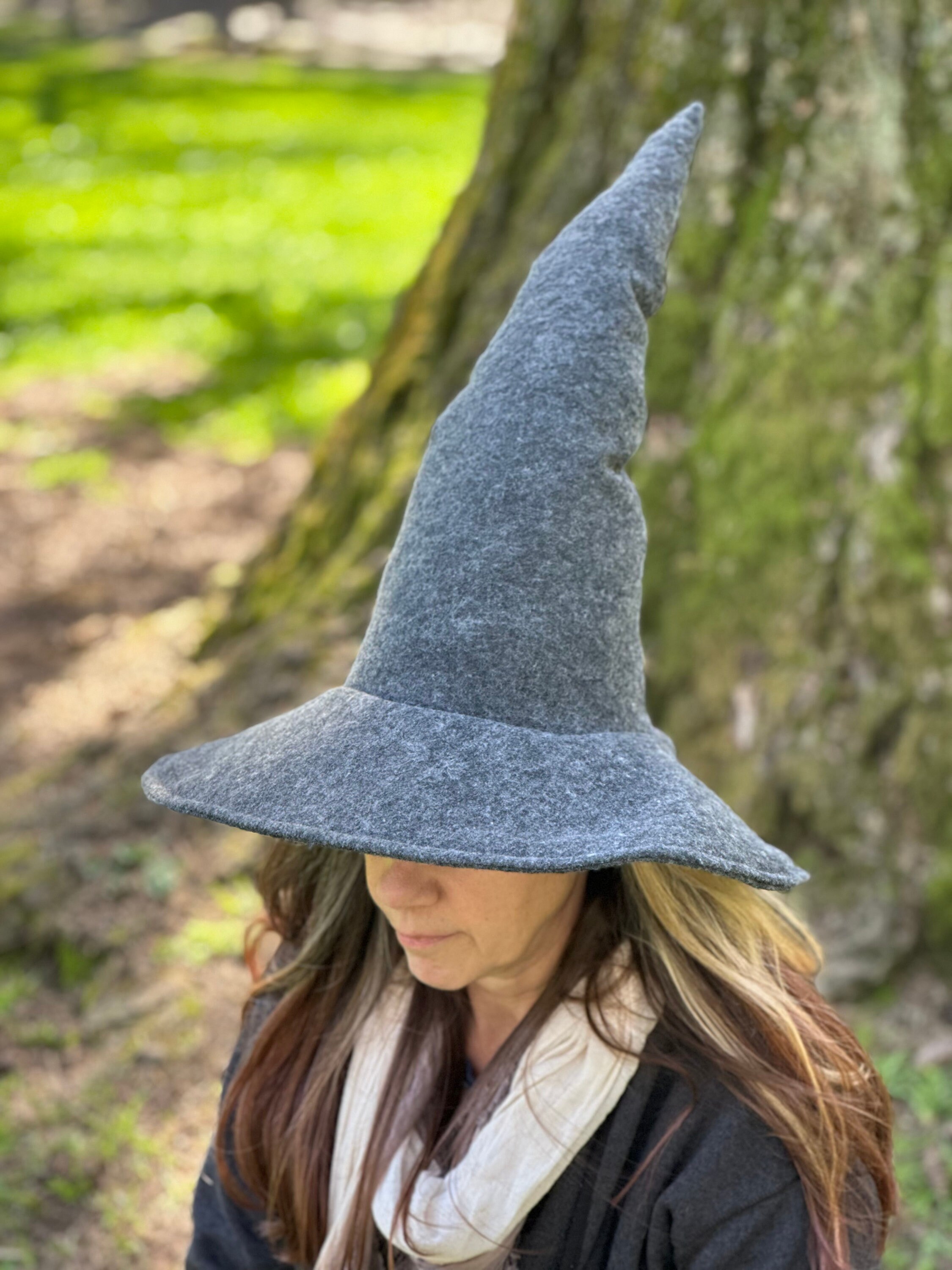 Grey Wizard or Witch Hat, Cosplay, Crooked Mage Hat - Etsy