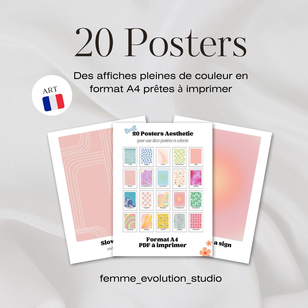 Set of 20 Colorful Aesthetic Printable Posters - Decorative Wall ...