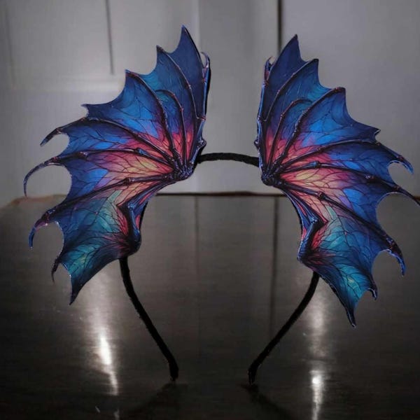 Rainbow Furry Moth Headdress. Moth Art, Funny Hair Piece. Animal Ears ...