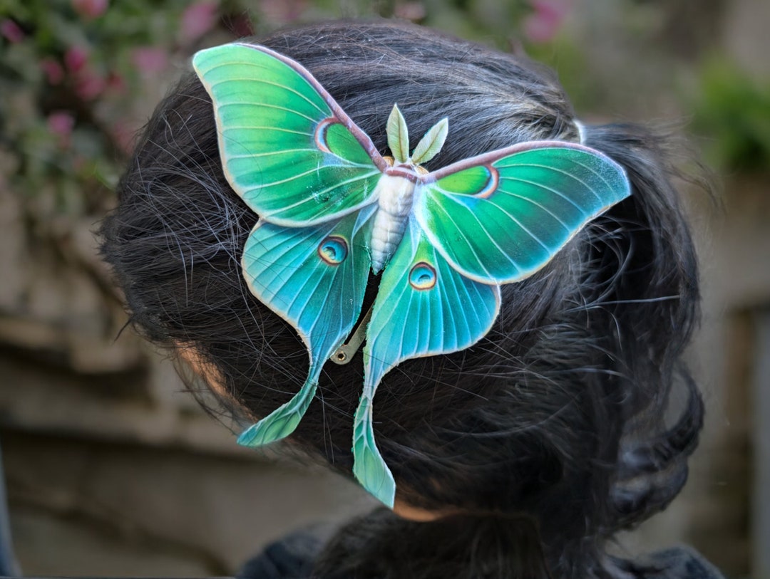 Shimmering Luna Moth Hair Pin Unique and Handmade. Cute Hair Clip for ...