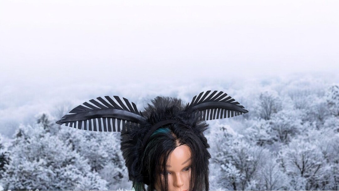 Fuzzy Gothic Medium Black Moth Headdress. Hand Made. Moth Man or Death ...