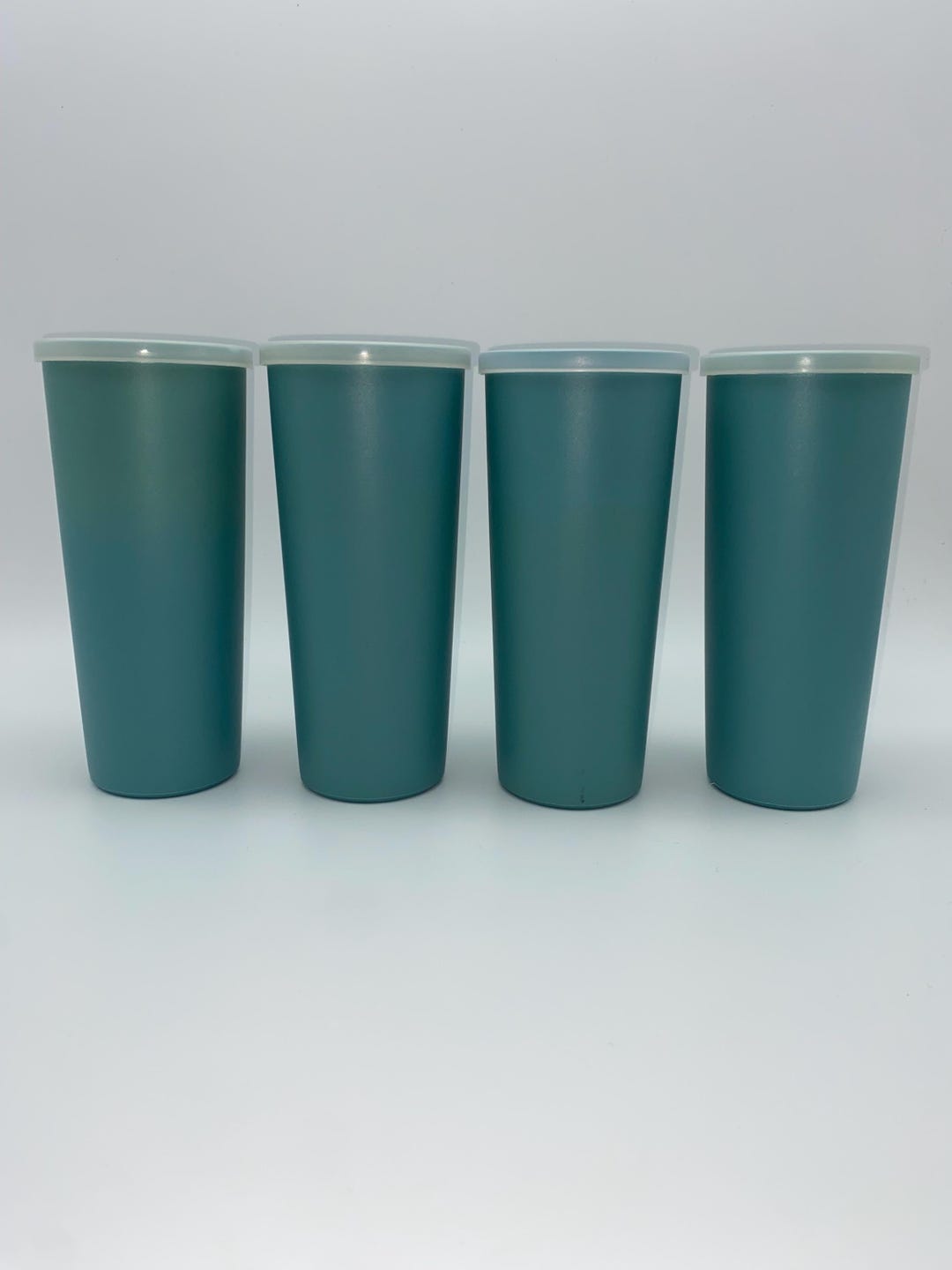 Vintage Teal Blue Tupperware 12 Oz Tumbler Cup Set With Lids FREE ...