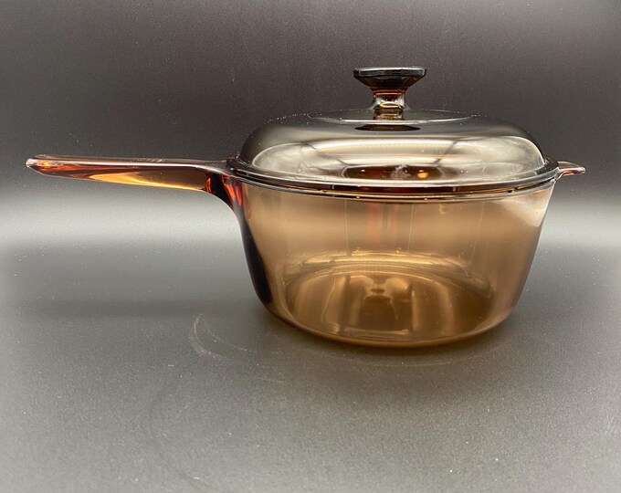 New Old Stock Visions by Corning 1986 Brown Glass Covered Saucepans ...