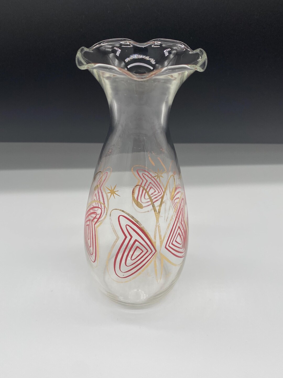 ATOMIC BUTTERFLY Vase Ruffled Top Pink Gold FREE Shipping! - Etsy