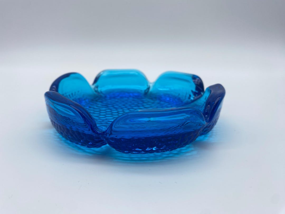 Vintage Blenko Blue Glass Flower Ashtray, 1960s Decor - Etsy