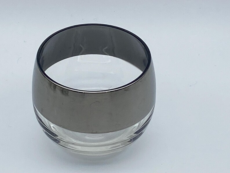 Vintage MCM Platinum Banded Roly Poly Cocktail Glasses Low Ball ...
