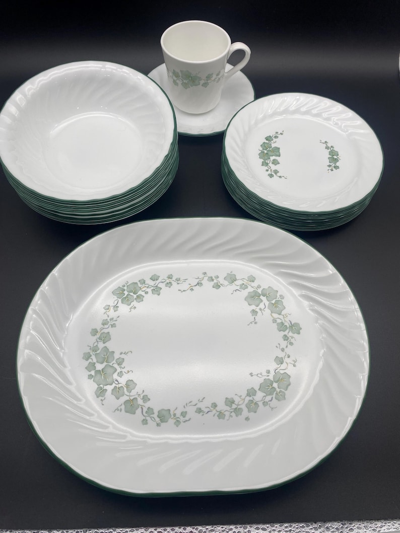 Vintage Corelle CALLOWAY IVY Aka Ivy Swirl Dishes COLLECTION - Open ...