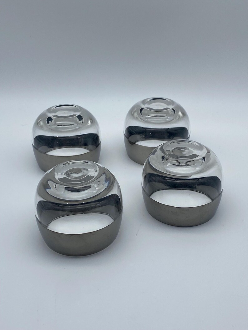 Vintage MCM Platinum Banded Roly Poly Cocktail Glasses Low Ball ...
