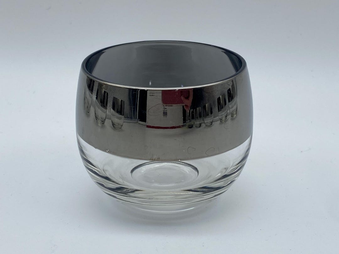Vintage MCM Platinum Banded Roly Poly Cocktail Glasses Low Ball ...