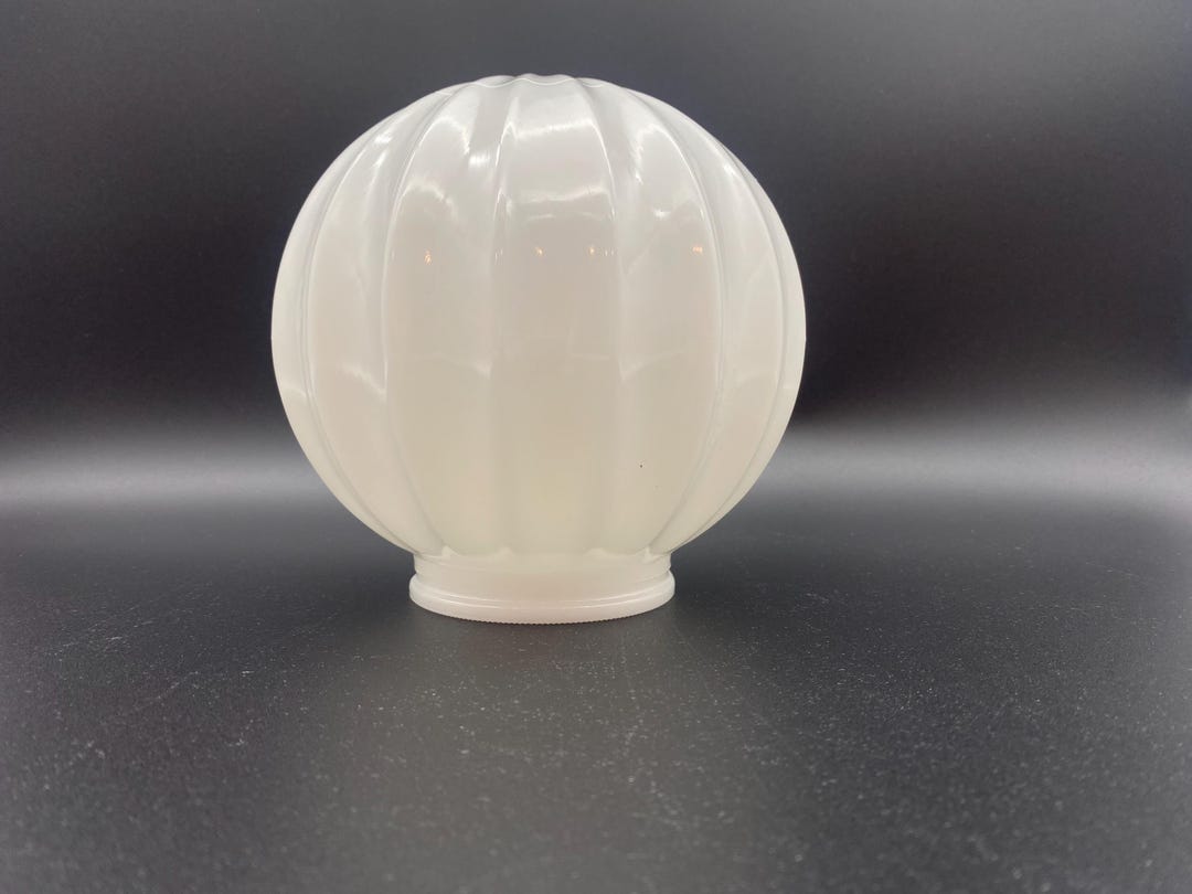 Vintage | Milk Glass | Globe | White Fluted Glass | Flush Mount | Light ...