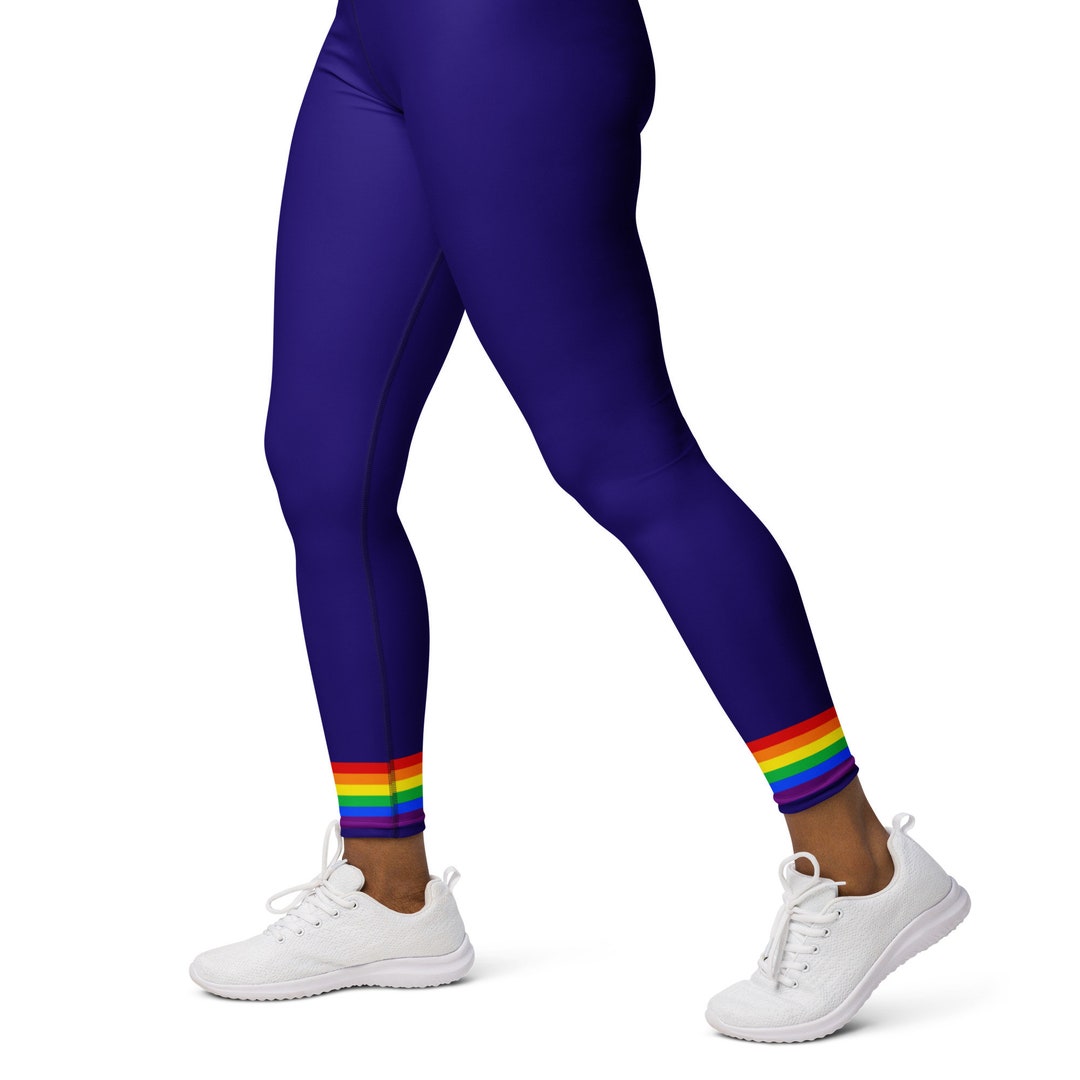 Rainbow High-waisted Yoga Leggings for Her | Subtle Pride LGBTQ Flag ...