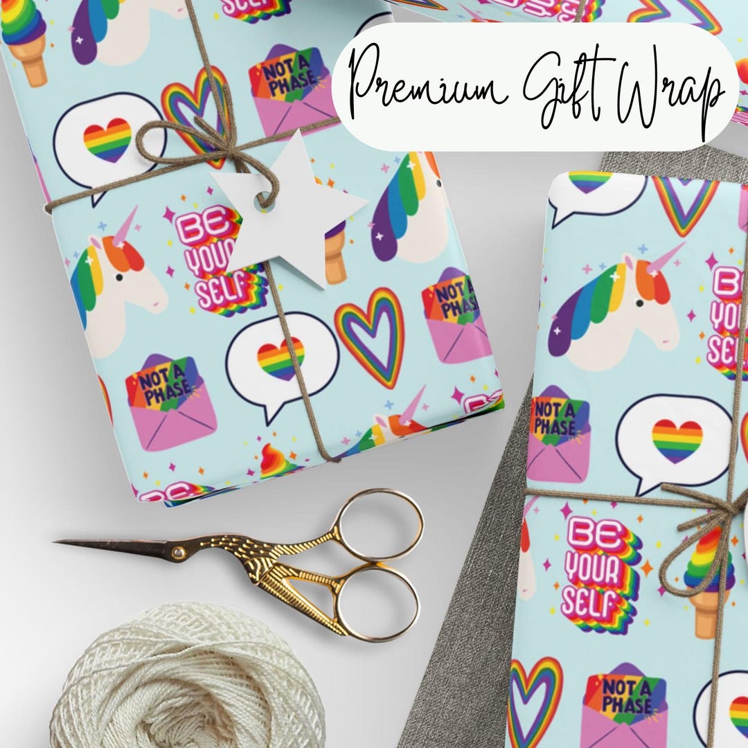 Pride Wrapping Paper Roll, Rainbow Gift Wrap Sheets, Coming Out Gifts ...