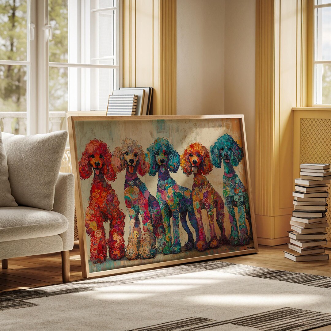 Vibrant Multicolored Poodles Art Print Playful Canine Decor for Dog ...