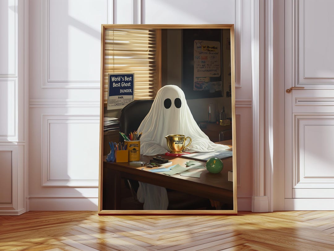 Best Ghost Boss Print – Funny Office Parody Art With Trophy & Mug ...