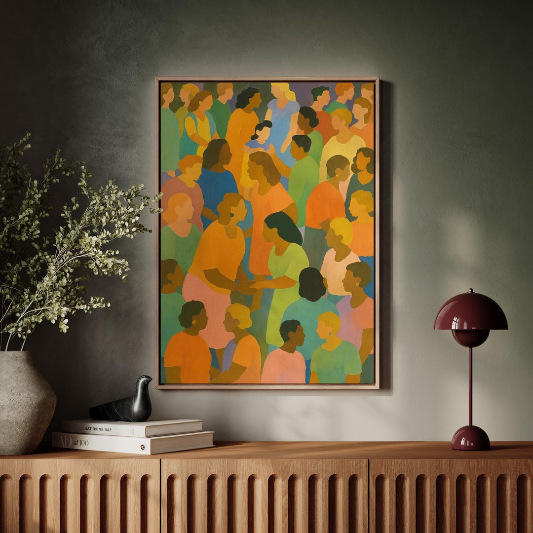 Colorful Community Gathering Art Print | Figurative Expressionist ...